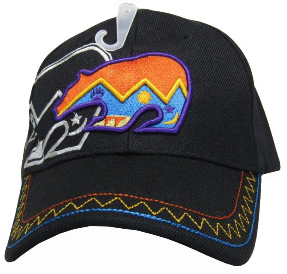 Native American Indian Bear Tribal Shadow Black Embroidered Cap Hat | eBay