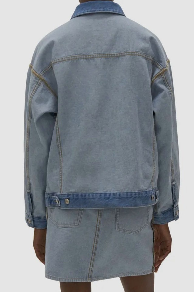 $450 Helmut Lang Women's Blue Reversed Oversize Denim Trucker Jacket ...