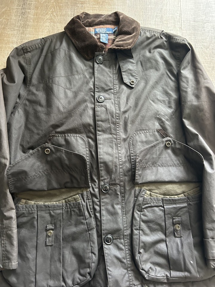 Vintage Polo Ralph Lauren Tin Cloth Chin Strap Heavy Jacket X-Large | eBay