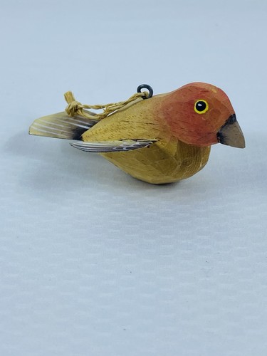 Vtg. Carved Wooden Bird W/Balsam Tail & Wings Christmas Ornament 3.5”L ...