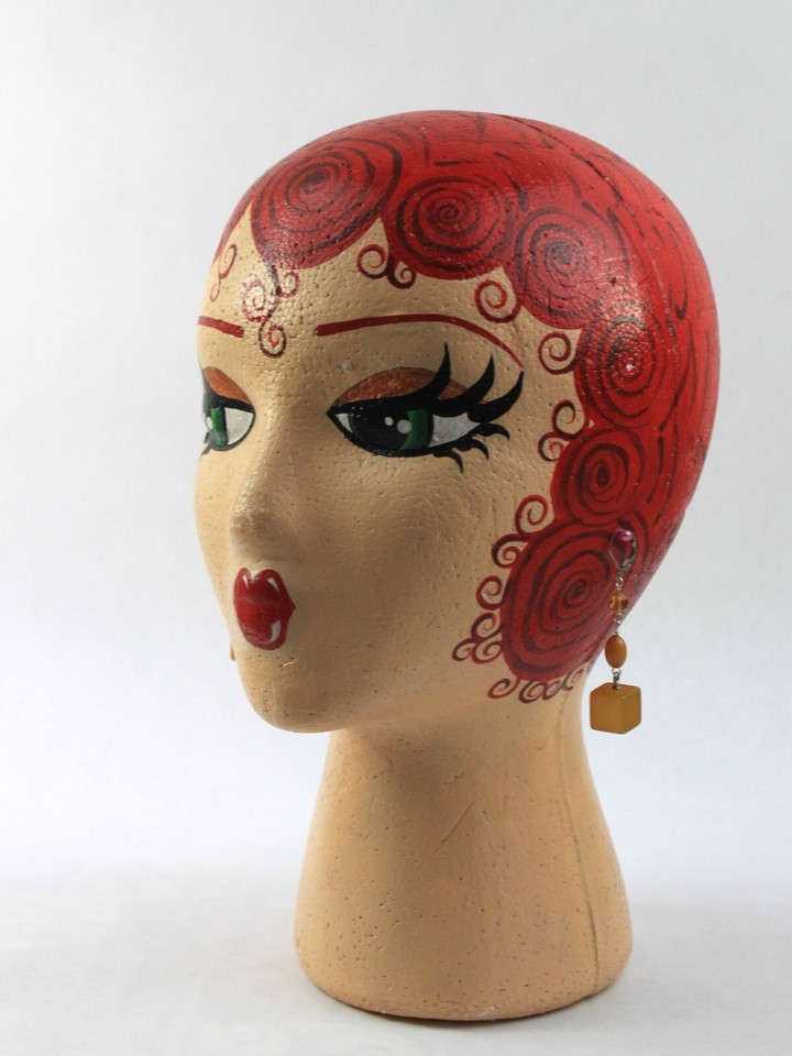 Bakelite Cube Earrings Handmade Vaseline Yellow Swarovski OOAK Artisan ...