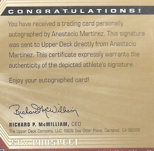 2002 SPX Prospect Anastacio Martinez 243 556/825 Rookie Boston Red Sox ...