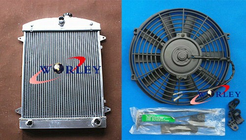 Aluminum Radiator + fan for Holden FJ FX 1948 1949 1950 1951 1952 1953 ...