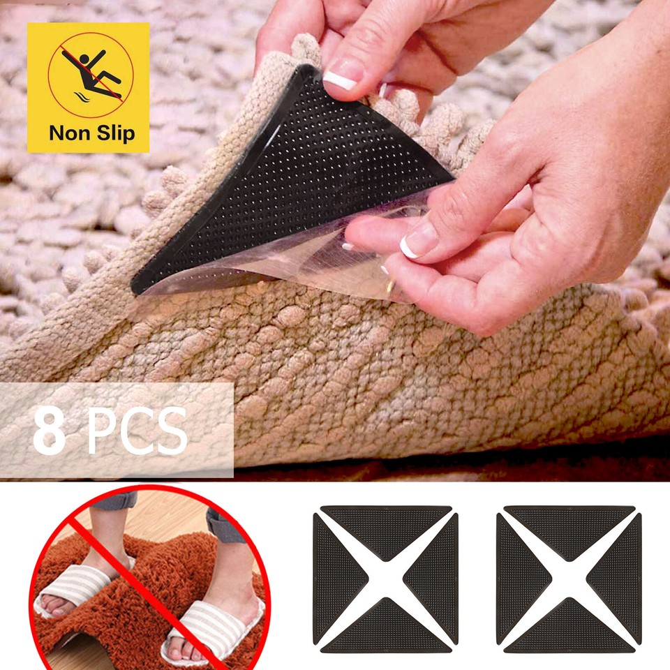 8× Rug Carpet Mats Grippers Non Slip Anti-skid Washable Reusable Grips ...