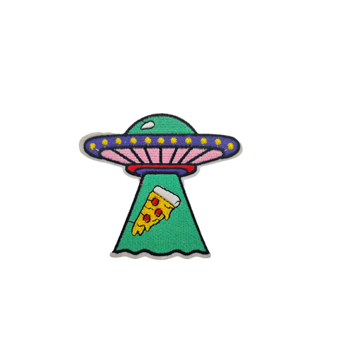 Abduction Pizza Alien Ship Saucer Patch Heat Adhesive Clothes Iron ...