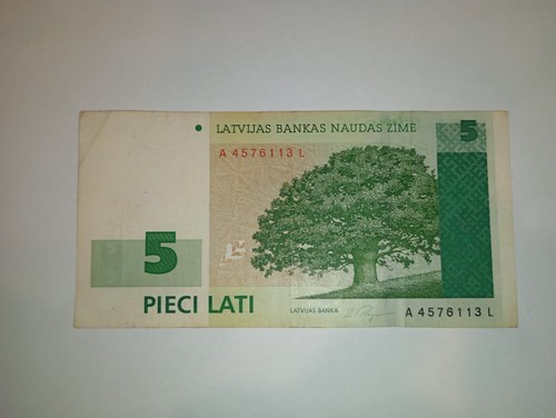 Latvia 5 Lati 2001 Good Condition Circulated Banknote World Paper ...