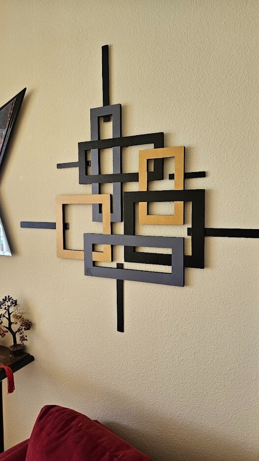 Square Wall Sculpture, Wood sculpture, faux frame Wall art, 38x37 ...