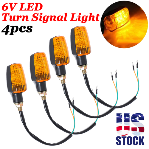 4X Motorcycle 6V Turn Signal Light Blinker Indicator Amber Lens LED ...
