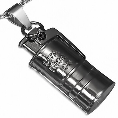 Cylindrical Grenade Pendant In Silver Fashion Alloy | eBay