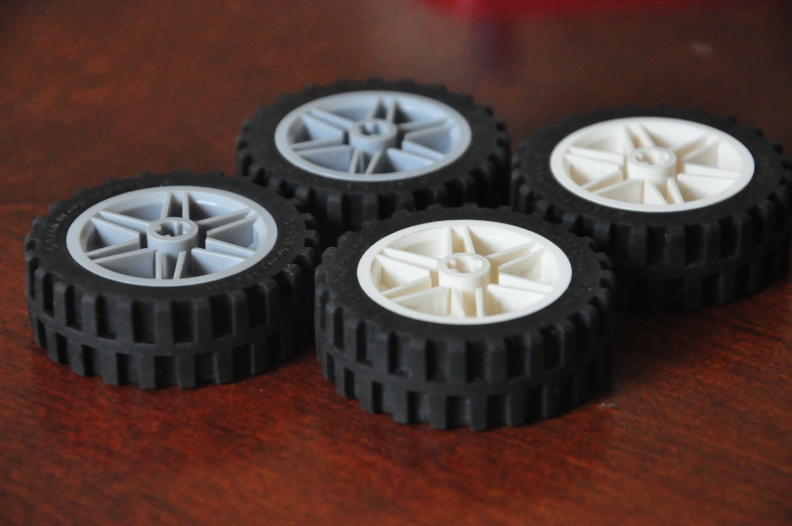 2x LEGO Wheels Tyres Car Technic 2696 & 2695 Black Yellow Grey 43.2 X ...