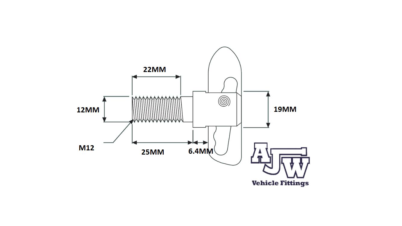 6 x Stainless Steel M12 x 25mm Anti Luce Fastener Drop Lock Trailer ...