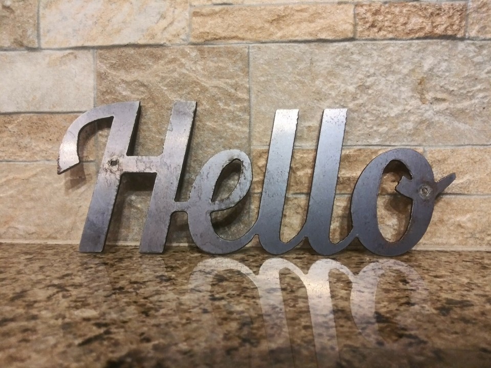 HELLO Metal Wall Art Word Quote Metal Sign Decor, Steel RUSTIC Crafts ...