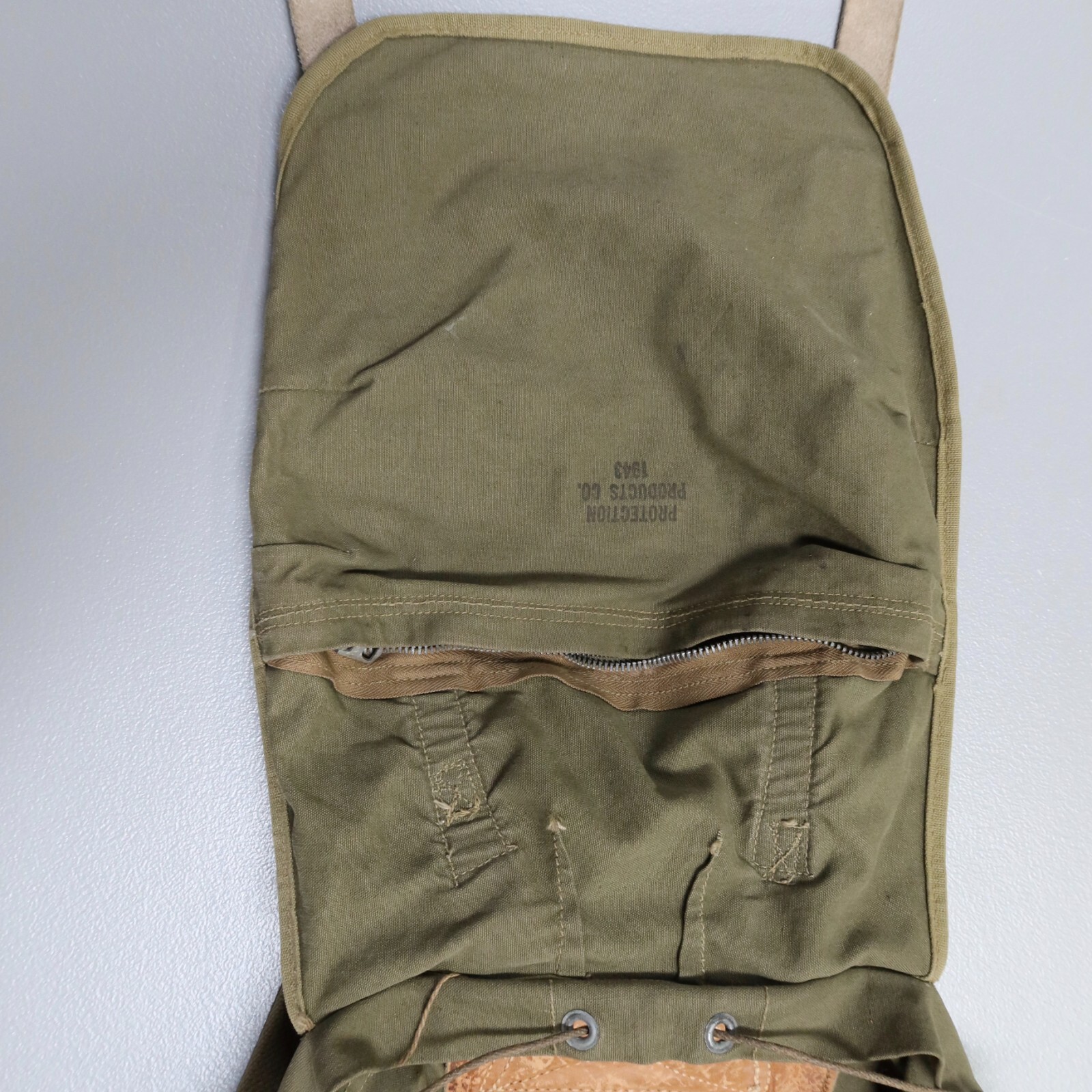 Vintage 1943 Military Leather Rucksack Backpack Prote… - Gem