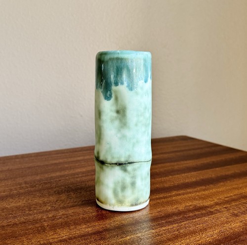 Vintage McCarty Pottery Bamboo Vase Jade Green Glaze 6 7/8” Mississippi ...
