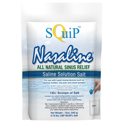 Squip Nasaline Saline Solution Salt 135+ Scoops of Salt 12 oz Pouch ...