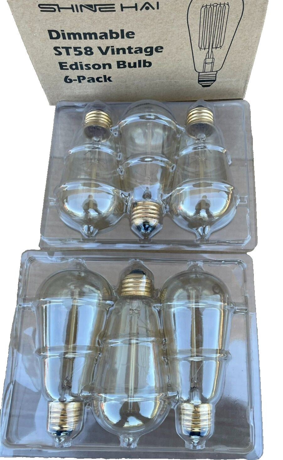 Shine Hai Dimmable ST58-BF Vintage Edison Bulb 2300K (Lot of 6) | eBay