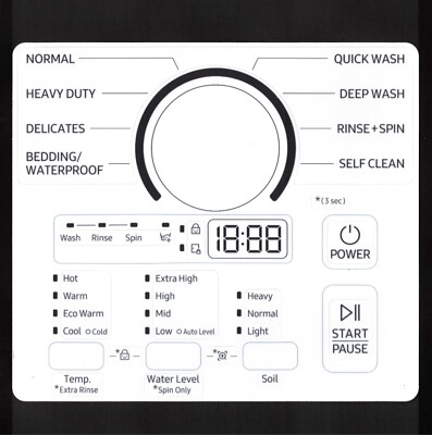Samsung Model WA44A3205AW Washer Sticker Sheet Labels - for entire ...