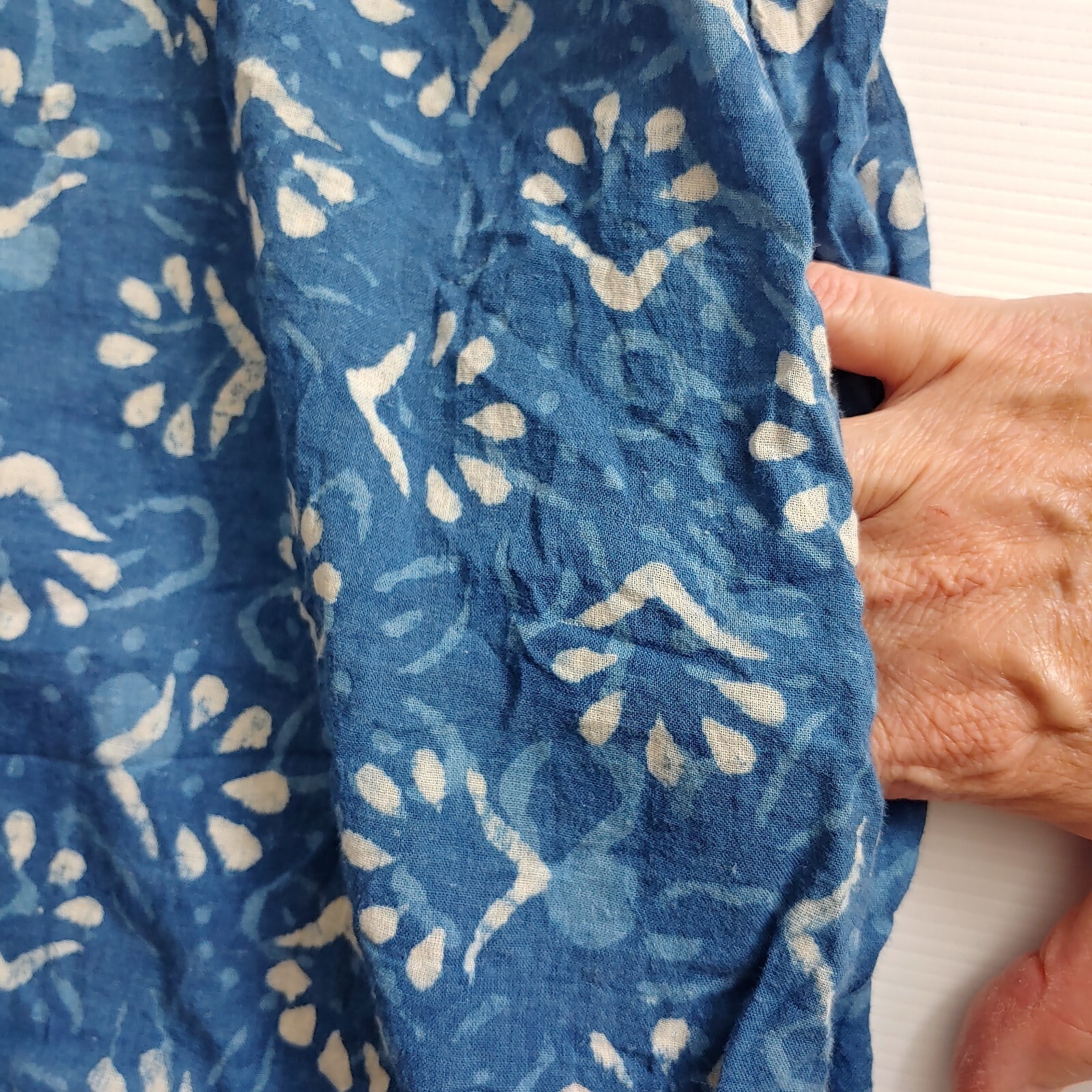 HAND BLOCK TREE OF LIFE Dress Sz M/L Blue Half Sleeve Pockets Short 100 ...