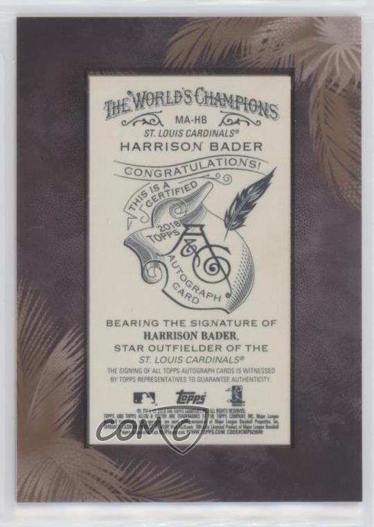 2018 Allen & Ginter Mini Framed Black Frame /25 Harrison Bader Rookie ...
