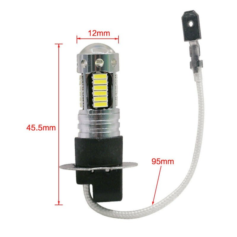 Fog Light Waterproof White 100W 1800LM/Bulb 2pcs.H3 LED 6000K High ...