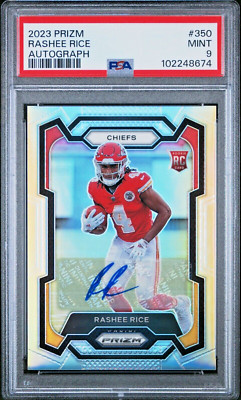 2023 Panini Silver Prizm #350 Rashee Rice RC Rookie AUTO Chiefs PSA 9 ...
