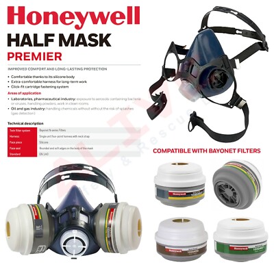 Honeywell Premier Half Mask Silicone Reusable Half Face Masks ...