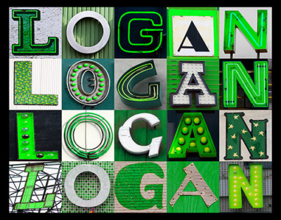 LOGAN Name Poster featuring photos of actual GREEN sign letters | eBay