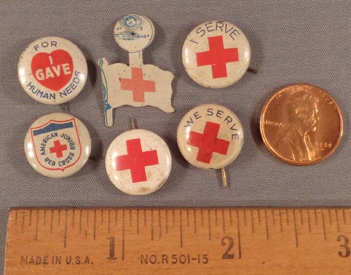 Lot of 6 Vintage 5/8" Red Cross Pinback Pin Buttons | eBay