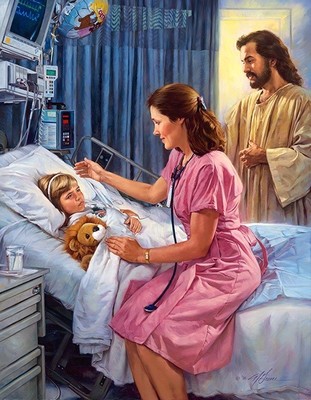 Nathan Greene - THE COMFORTER - Jesus & Nurse, Hospital 24x31 S/N fine ...