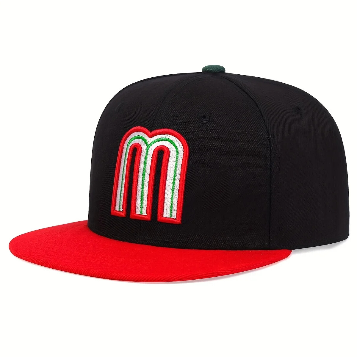Mexico Baseball Cap Letter M With Embroidered Flag Flat Brim Snapback ...