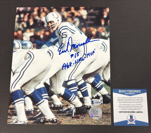 Earl Morrall Autographed Baltimore Colts 8x10 Photo W/ 1968 NFL MVP BAS ...