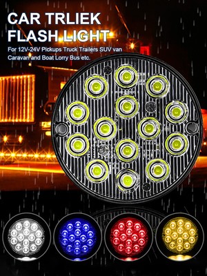 2pcs 3-inch Round LED Tail Light Flashing Warning Lamp Taillight Bright ...