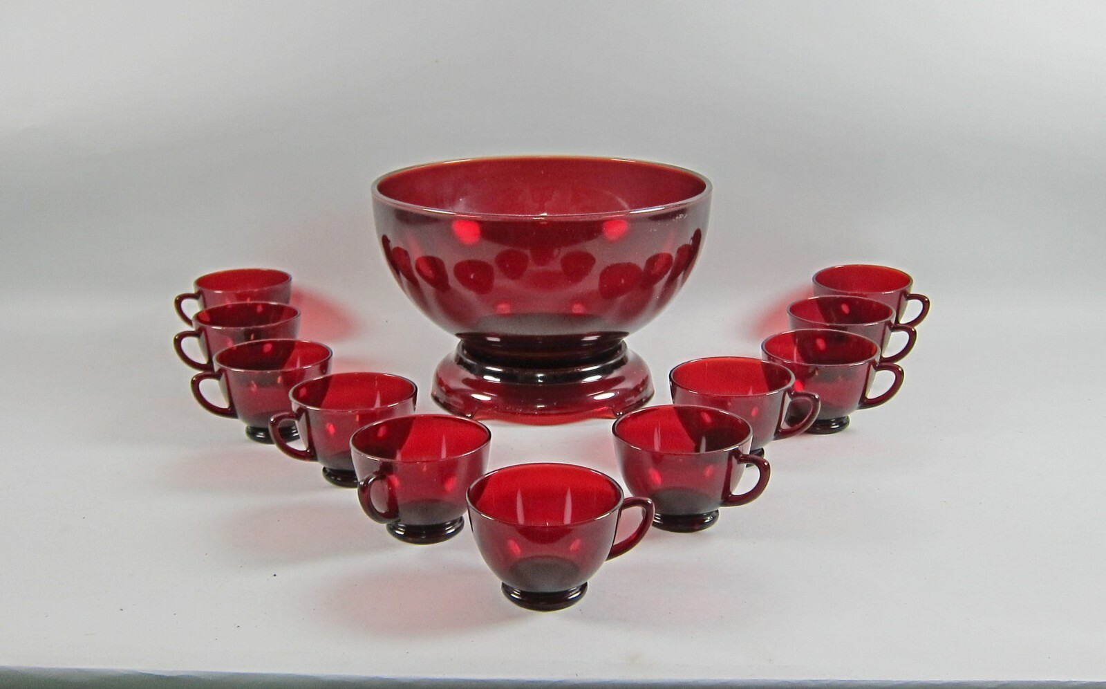 13pc Set Anchor Hocking ROYAL RUBY Punch Bowl Set Punch Bowl, Stand,11 ...