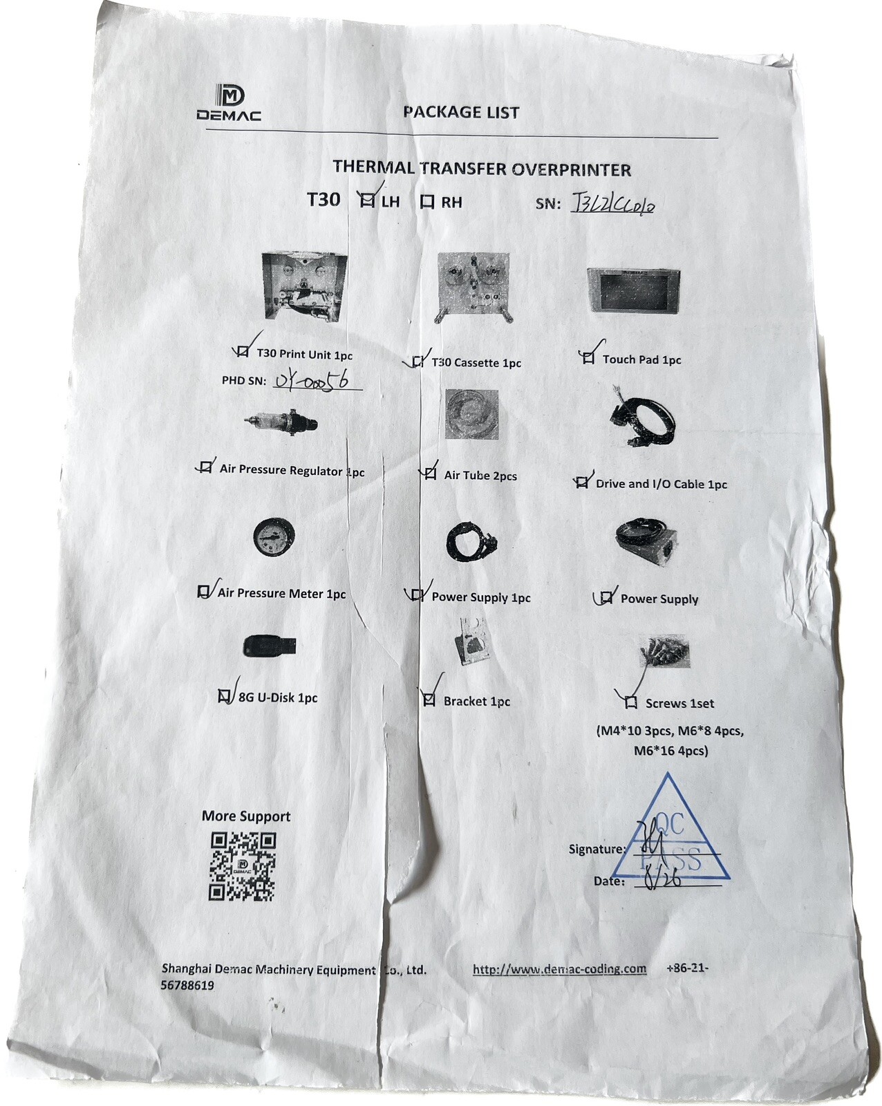DEMAC T30-LH Transfer Thermal Overprinter/ TTO Printer in 32mm Left ...