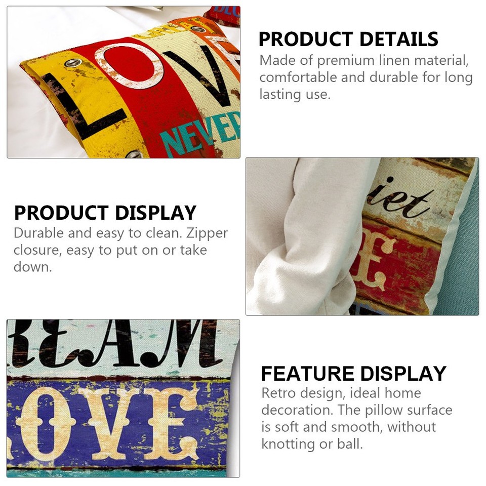 4Pcs Quote Saying Pattern Sofa Pillowcase Linen Throw Pillowcase Home ...