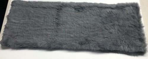 Jocelyn Anthracite Steel Gray Rabbit Fur Knitted Stretch Infinity Scarf ...