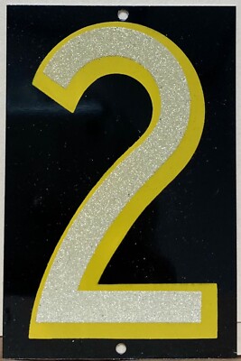 Vintage NOS,New #2, Reflective Metal Number w/Yellow Outline,House ...