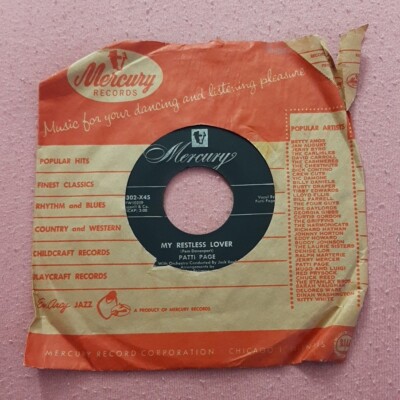 Patti Page 45 Cross Over the Bridge / My Restless Lover Mercury 70302 ...