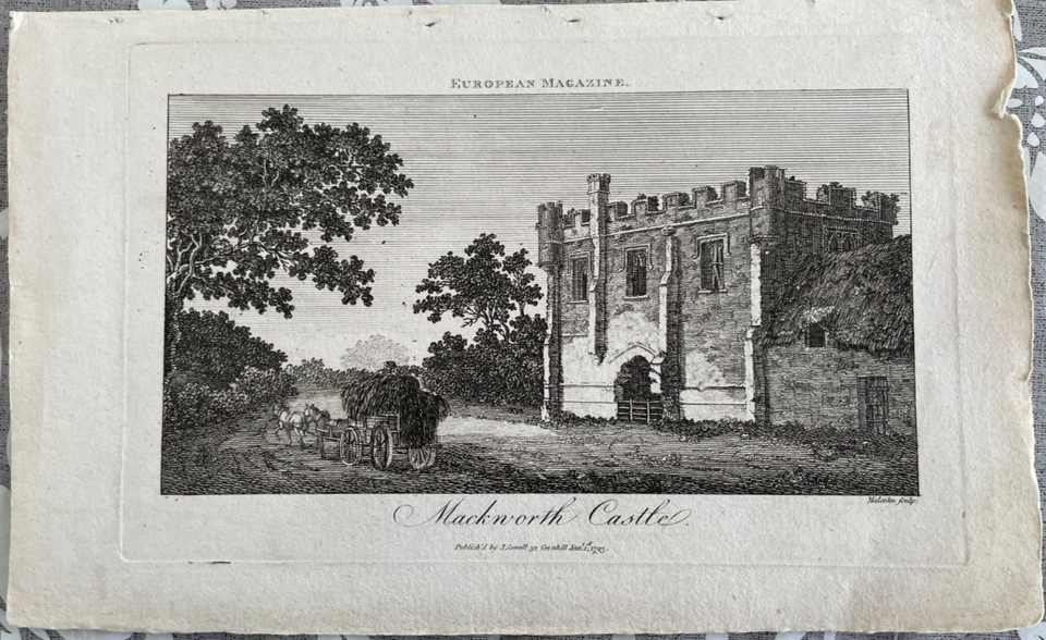 ANTIQUE PRINT MACKWORTH CASTLE 1793 PUB. EUROPEAN MAGAZINE | eBay UK