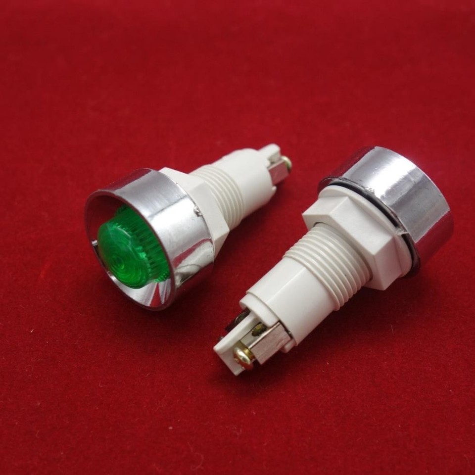 10Pcs Cutout 13.5mm 24V DC/AC Green Mini Neon Pilot Lights Screw ...