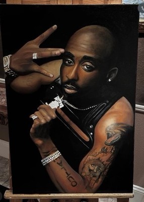 Tupac Shakur Oil Painting 24x/36 Hand Painted Original Art Pop Art | eBay