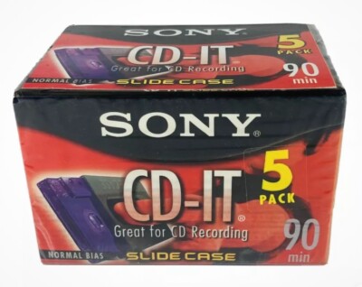 Sony CD-IT 90 Minute Normal Bias 5 Pack Slide Case Cassette New Sealed ...