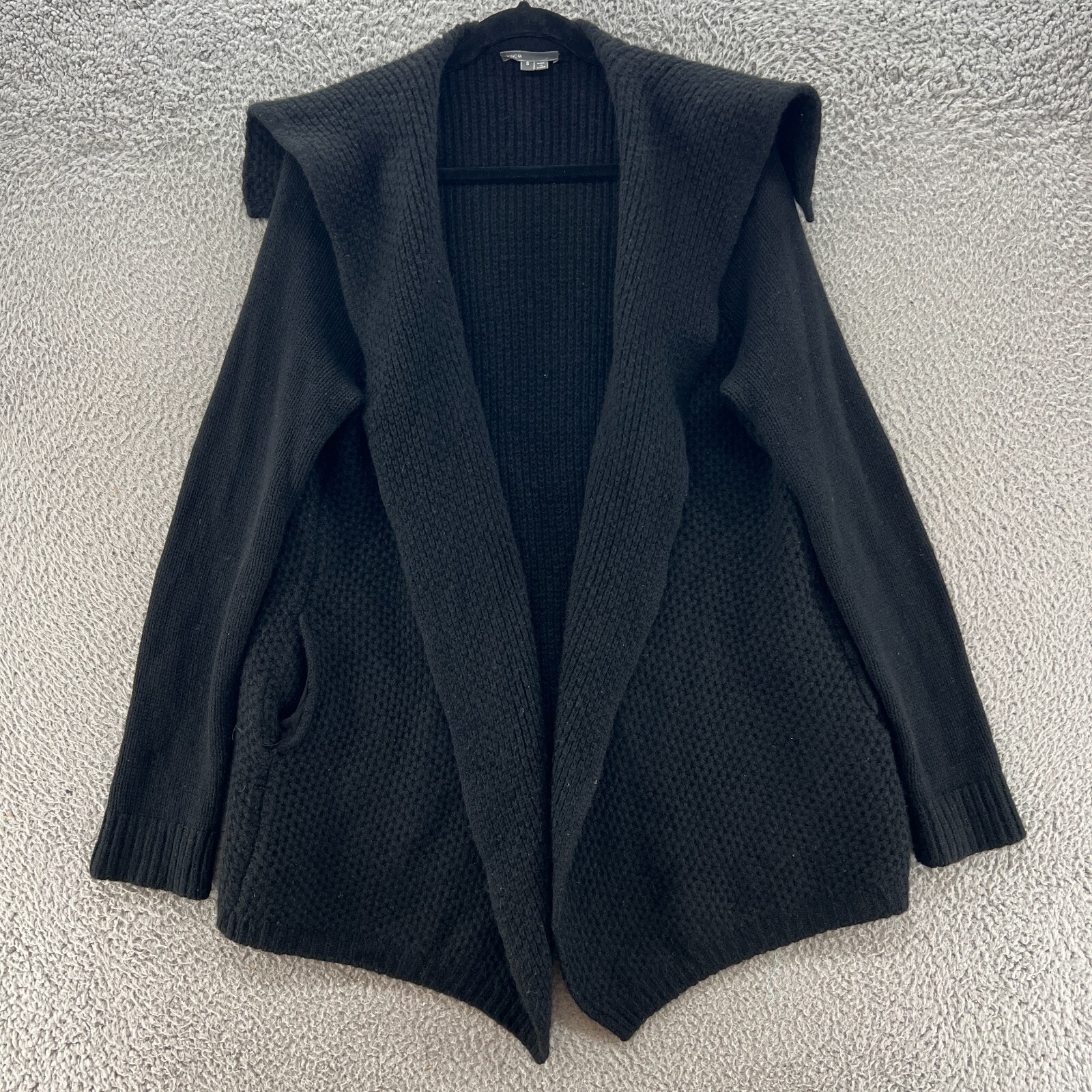 Vince Sweater Womens Small Cardigan Black Yak Wool Chunky Knit Mid ...