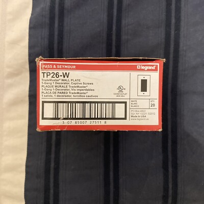 Legrand Pass & Seymour TP26-W TM WALL PLATE, 1-Gang, White- Case Of 20 ...