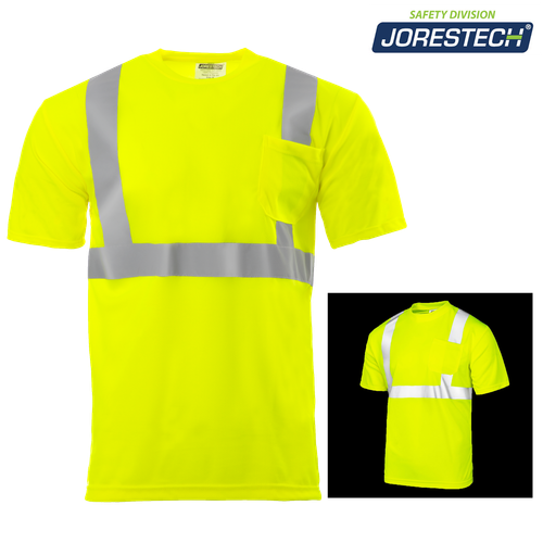 Hi Vis T Shirt ANSI Class 2 Reflective Safety Lime Short Sleeve HIGH ...
