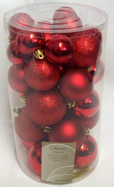 KAEMINGK Christmas Tree Decoration Baubles Shatterproof PK 30 Red ...