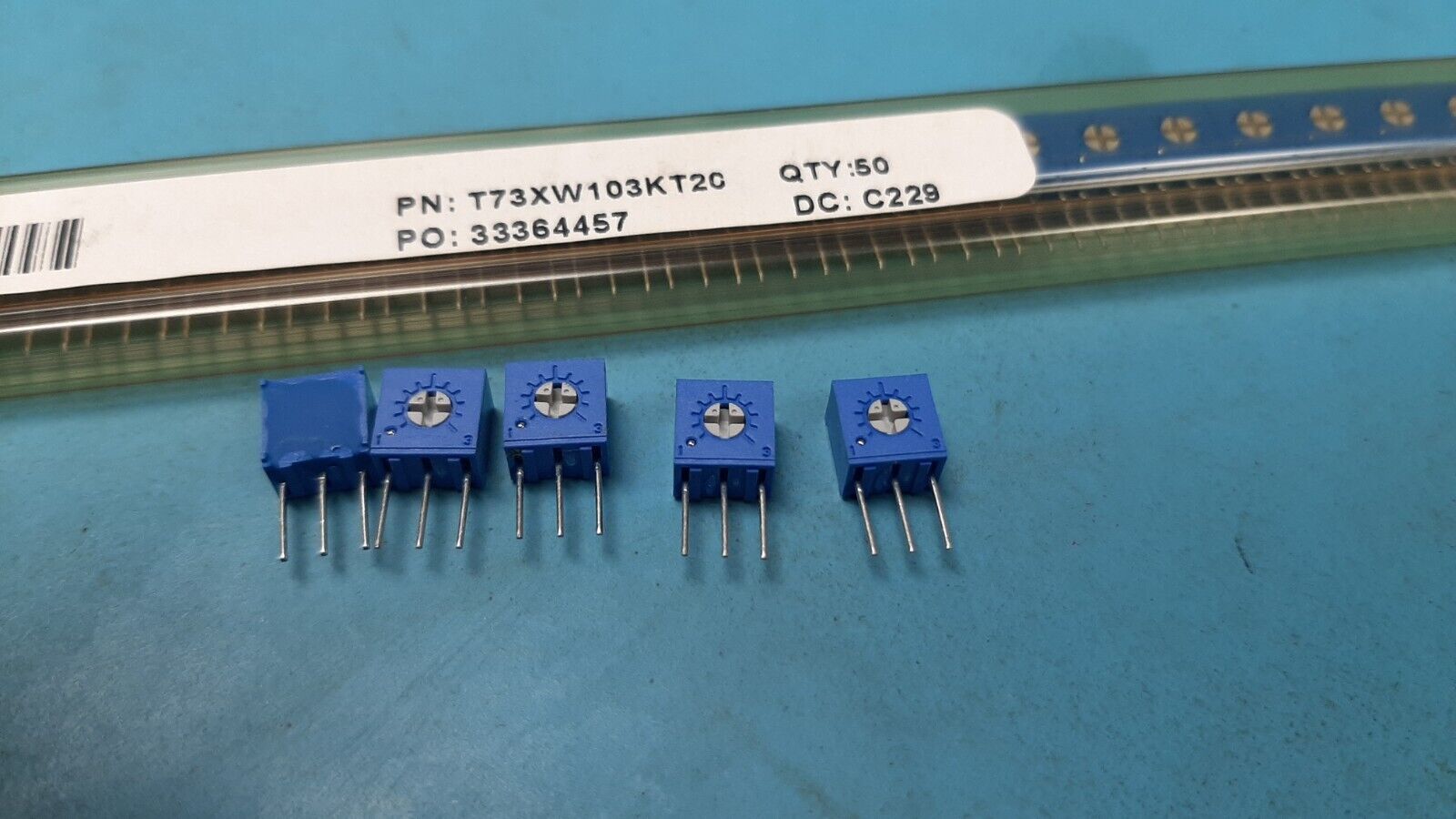 ( 5 PCS) T73XW103KT20 VISHAY, 10K, Trimmer Resistors 1/4"SQ H/ADJ 10K ...