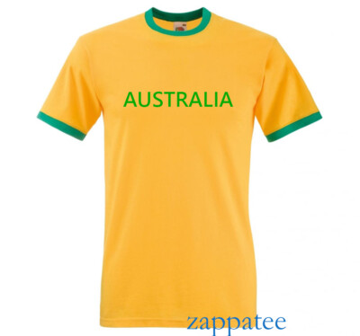 Australia T Shirt. Yellow & Green slim fit Australian ringer Tee. Sizes ...