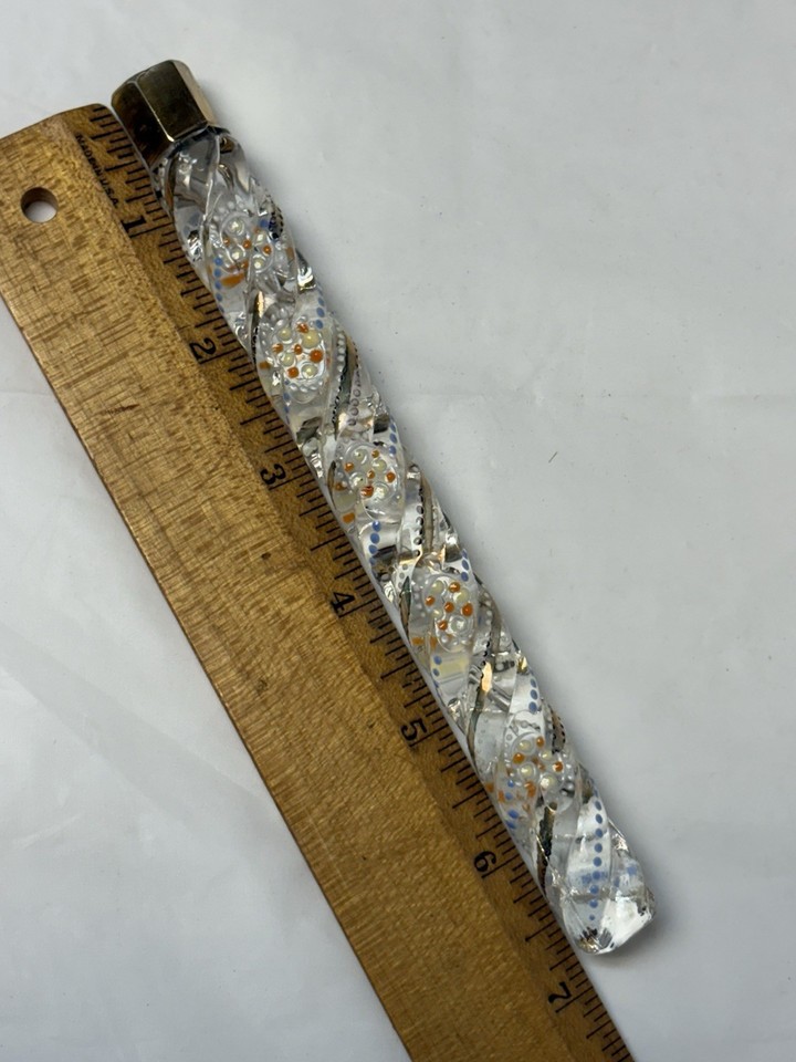 Antique Spiral Glass Enamel Flower Lachrymatory Tear Catcher Perfume ...