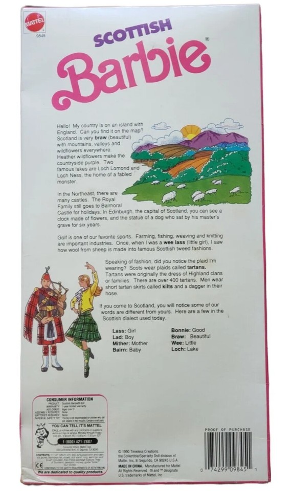 Barbi 🎀 Vintage 1990 Dolls of the World Scottish Barbie -2nd in Series ...